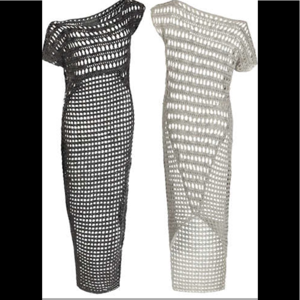 Allsaints Pendulum Crochet Dress In Acid Soft Grey - Gem